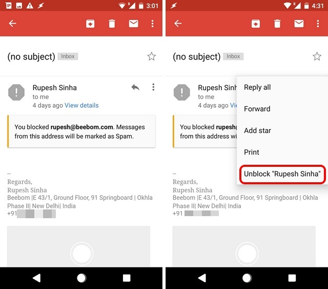 How to Block An Email Address in Gmail on Web and Android | Beebom