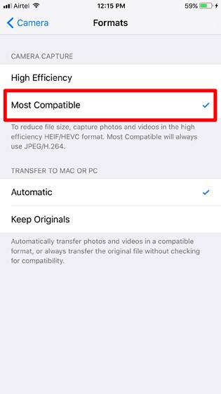 How to Disable High Efficiency Image Format In iOS 11 | Beebom
