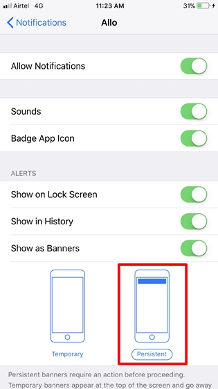 How to Enable Persistent Notifications in iOS 11 | Beebom