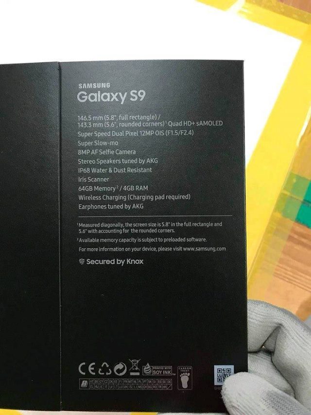 Samsung Galaxy S9 Retail Box Reveals Key Features, Specs Ahead of MWC ...