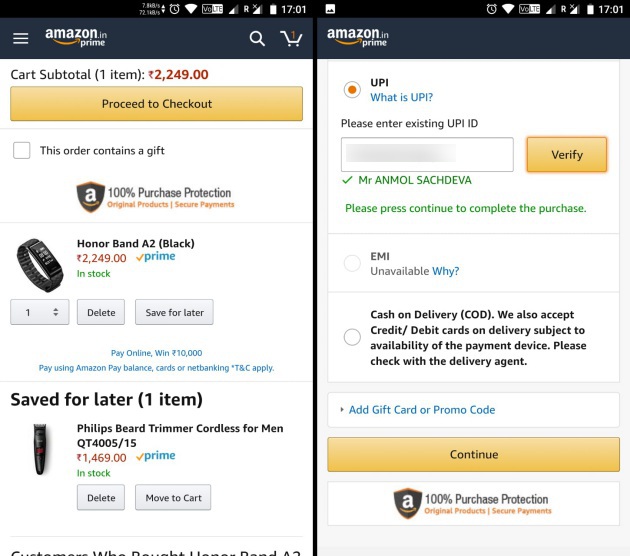 Amazon India Now Lets You Make Payments Using UPI | Beebom