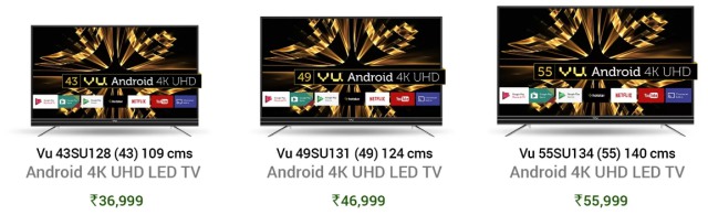 Vu Debuts Android-powered Smart 4K LED TVs in India; Starting At Rs 36,999