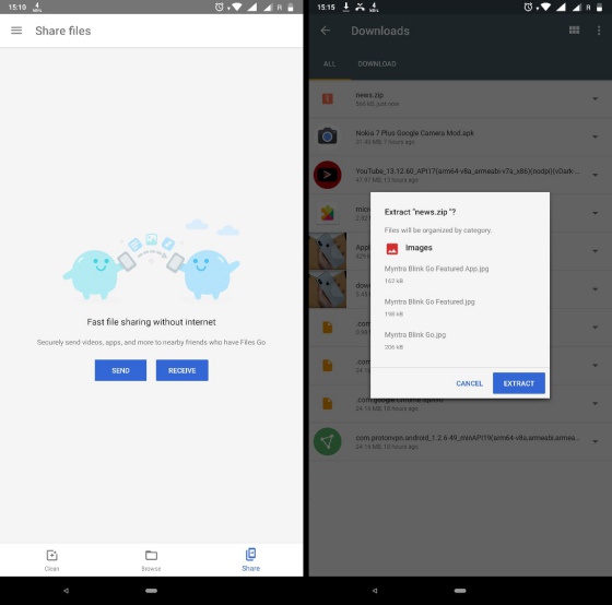 Google Files Go Update Adds New Share Tab, File Extraction, And Faster ...