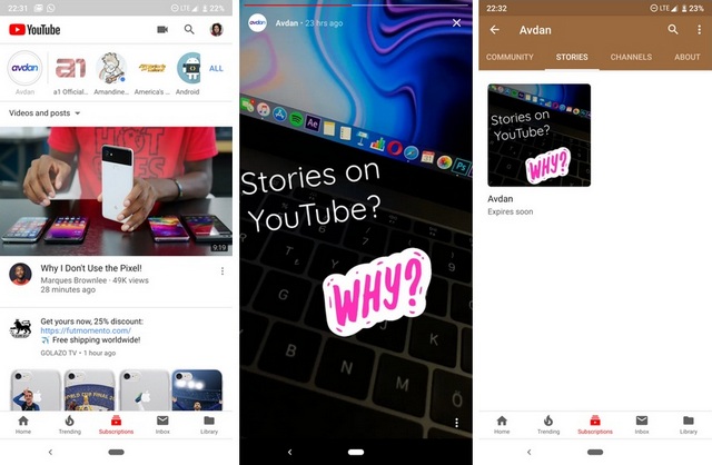 YouTube Testing Stories Feature Like Instagram and Snapchat | Beebom