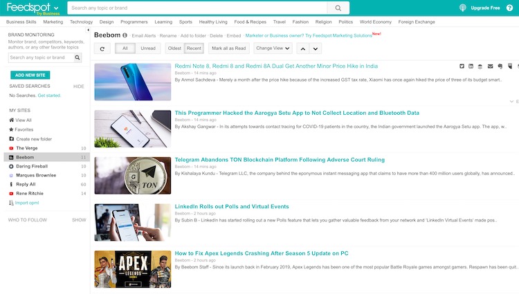 10 Best Feedly Alternatives You Should Use in 2020 | Beebom