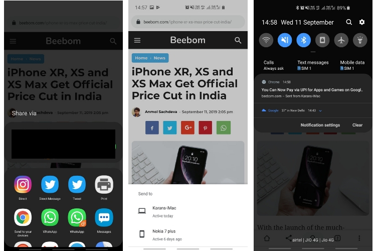 Chrome 77 Lets you Send Web Pages Across Your Devices | Beebom