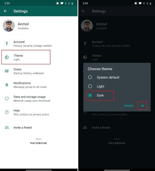 How to Get the Official Dark Mode on WhatsApp [Root Required] | Beebom