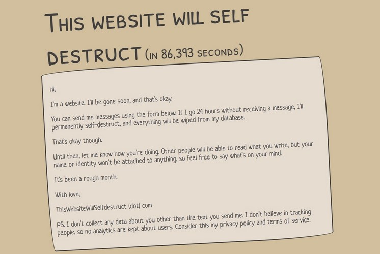 "This Website Will Self Destruct" If You Do Not Post Any Messages for ...