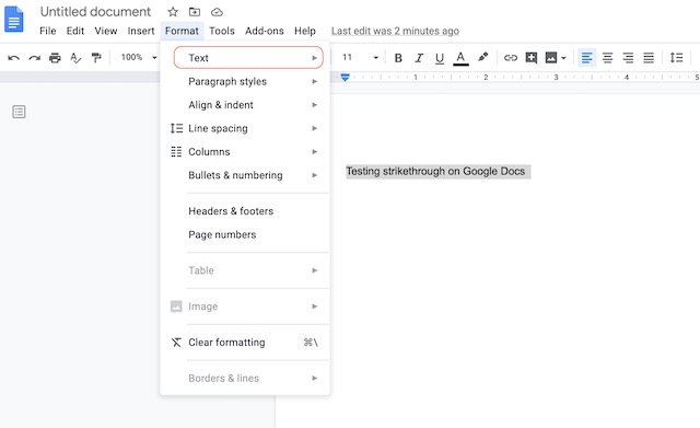How to Strikethrough Text in Google Docs | Beebom