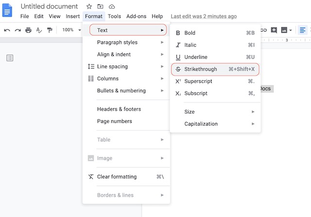 How to Strikethrough Text in Google Docs | Beebom