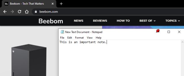 How to Keep an App Window Always on Top in Windows 10 | Beebom