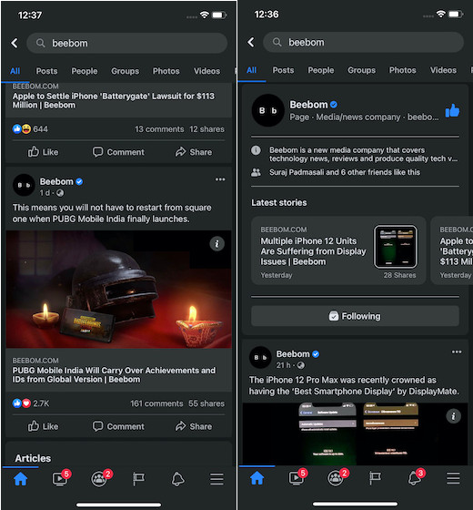 How to Enable Dark Mode in Facebook on iOS and Android | Beebom