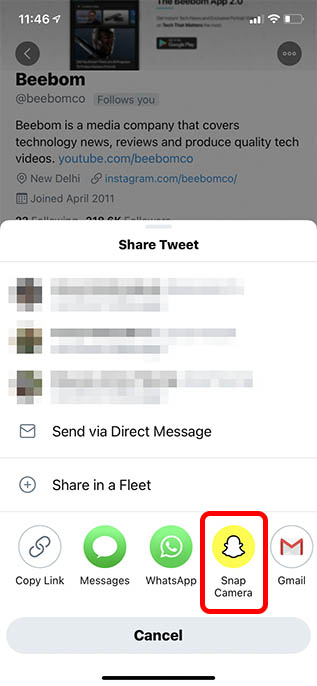 How to Share Tweets on Snapchat on iPhone and Android | Beebom