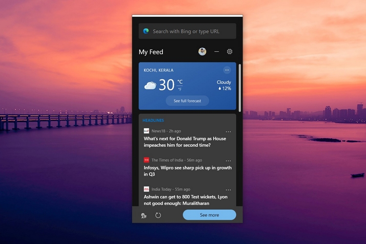 How to Get News and Weather Widget on Microsoft Edge | Beebom