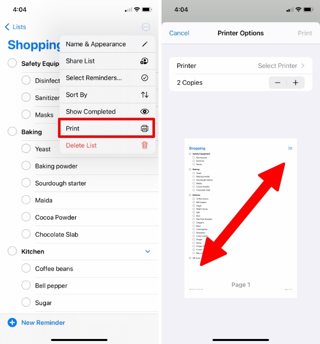 How to Print Reminders List on iPhone (Guide) | Beebom