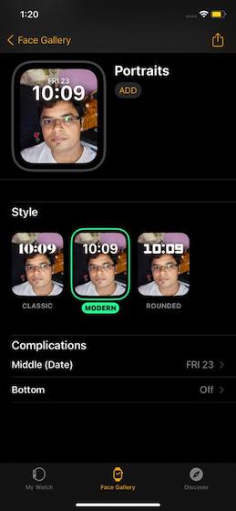 How to Set Portraits Watch Face in watchOS 8 on Apple Watch | Beebom