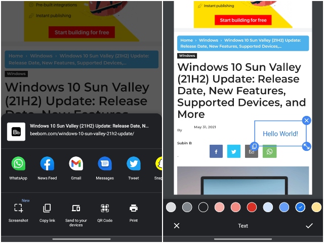 Chrome for Android Gains a New Built-in Screenshot Tool | Beebom