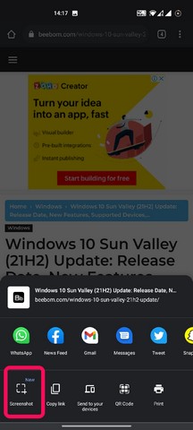 Chrome for Android Gains a New Built-in Screenshot Tool | Beebom