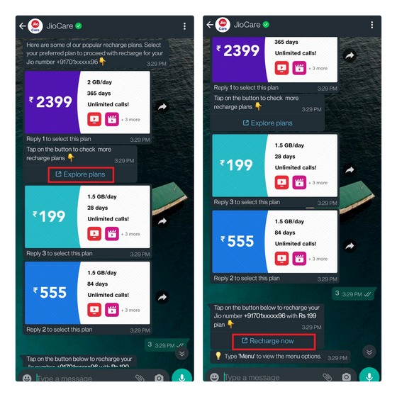 How to Recharge Your Jio Number Using JioCare WhatsApp Chatbot | Beebom