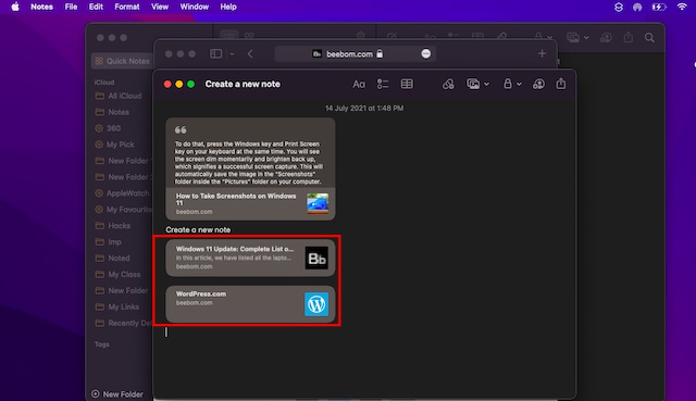 How to Use Quick Note in macOS Monterey on Mac | Beebom