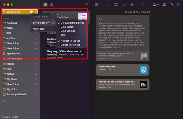 How to Use Quick Note in macOS Monterey on Mac | Beebom