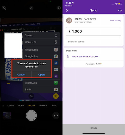How to Use iPhone Camera App to Make UPI Payments in India | Beebom