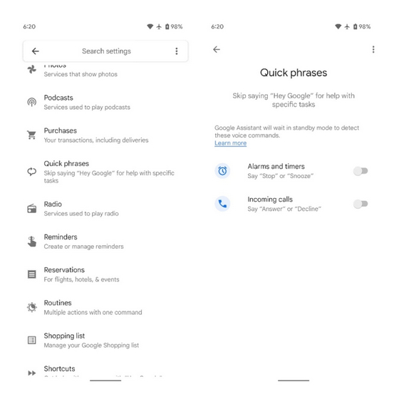 Google Assistant Quick Phrases Lets You Skip Alarms and Calls without ...