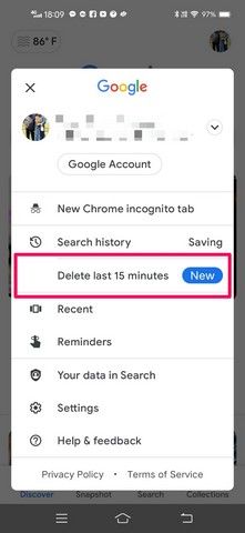 How to Delete Last 15 Minutes of Google Search History on Android | Beebom