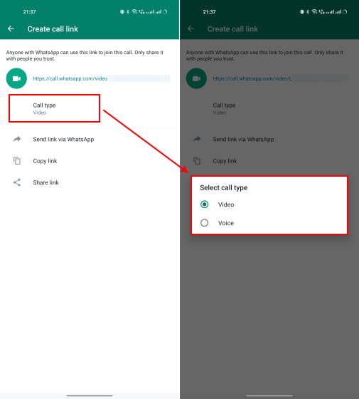 How to Create and Share WhatsApp Audio/ Video Call Links | Beebom