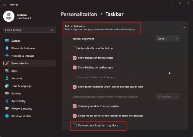 How to Show Seconds in Windows 11 Taskbar Clock (2022) | Beebom