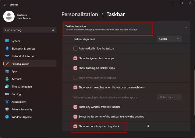 How to Show Seconds in Windows 11 Taskbar Clock (2022) | Beebom