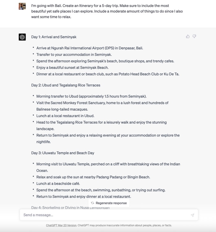 How to Use ChatGPT for Travel Planning in 2023 | Beebom