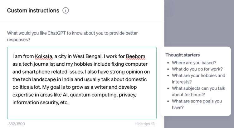How to Set Custom Instructions in ChatGPT | Beebom