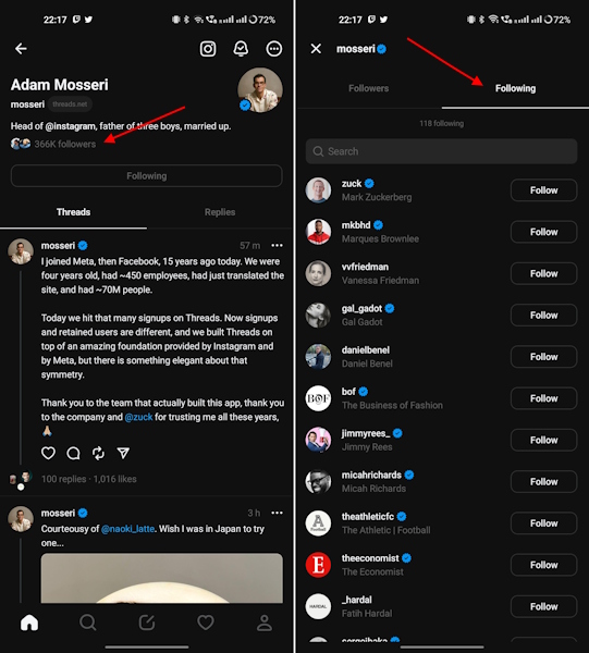 How to See Someone's Following List on Threads | Beebom