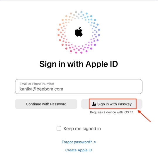 How to Sign in to your Apple Account using Passkeys in iOS 17 | Beebom