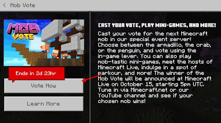 [UPDATE: Winner] How to Vote in Minecraft Mob Vote 2023 | Beebom