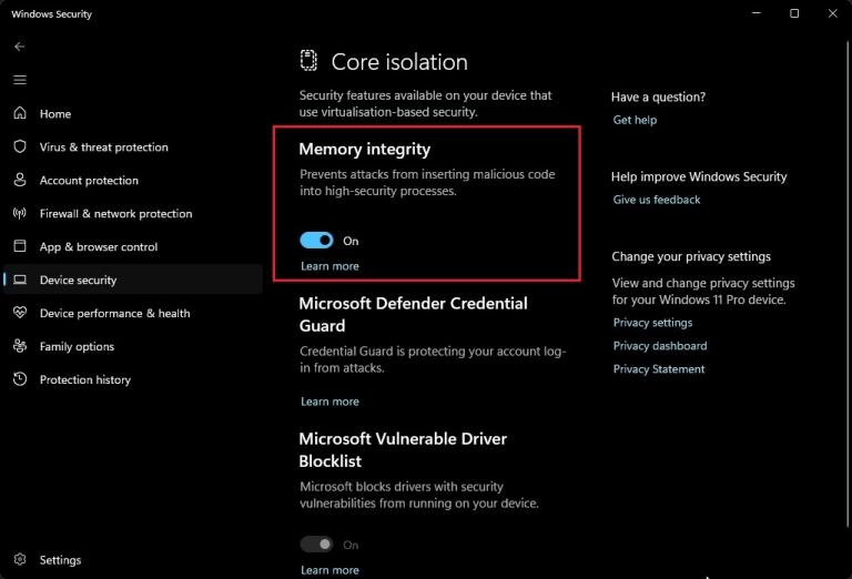 How to Enable Core Isolation's Memory Integrity Feature on Windows 11 ...