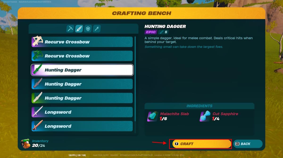 How to Make Hunting Dagger in LEGO Fortnite | Beebom