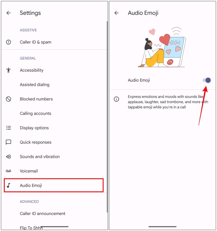 How to Use Audio Emoji on Google Phone App | Beebom