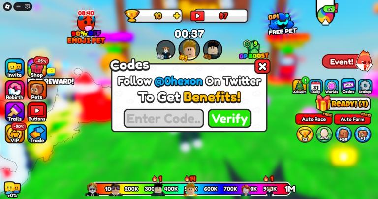 YouTube Race Simulator Codes (March 2025) | Beebom