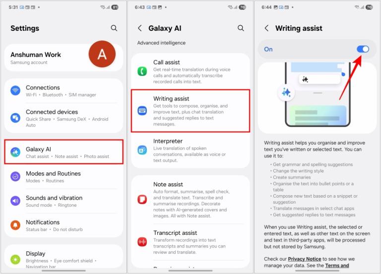 How to Use AI Writing Assist in One UI 7 on Samsung Phones | Beebom